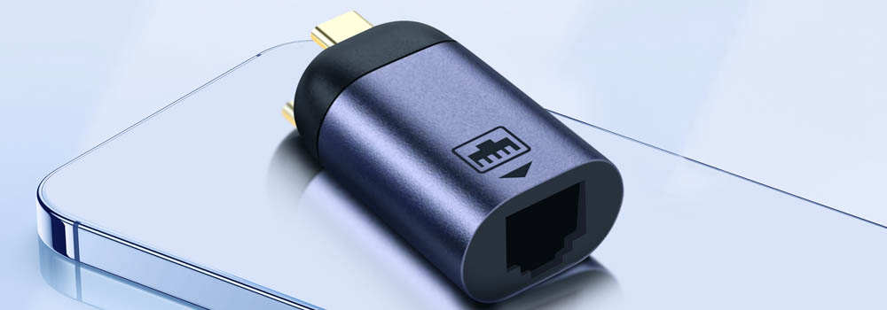 USB-C auf Ethernet Adapter, Kompaktes Design – Dunkelgrau - German