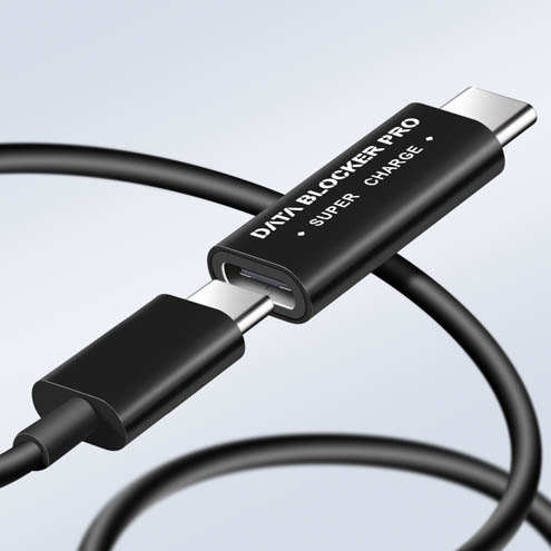 Bloqueur de Données USB-C, Data Blocker Super Charge - Noir - Français