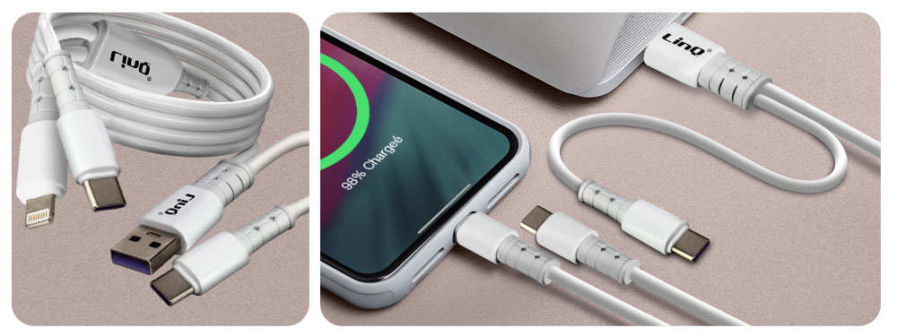 Câble 4 en 1 Power Delivery 60W, Double Entrée USB / USB-C vers Double ...