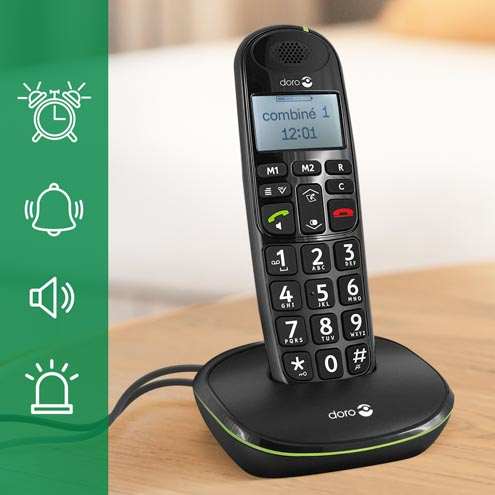 Téléphone Fixe Senior DECT Doro PhoneEasy 100W, Son amplifié et ...