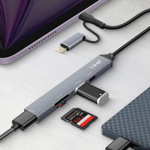 Hub iPad USB-C + Lightning - Multiport USB-C + USB 3.0 et Lecteur Carte ...