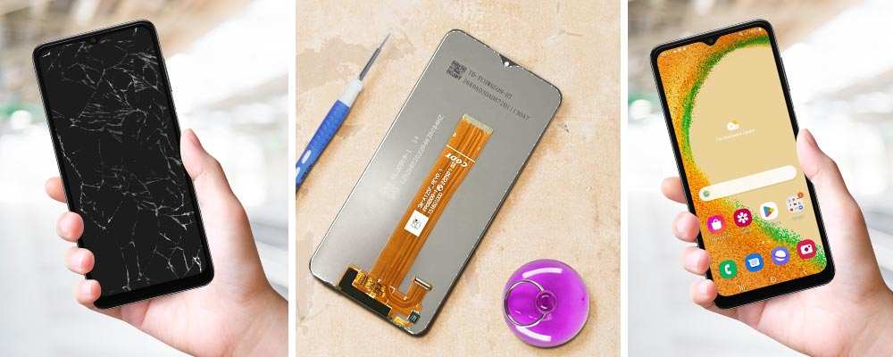 Écran LCD Compatible Samsung Galaxy A04s + Vitre Tactile - Noir - Français