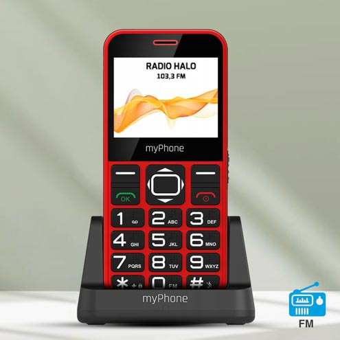 myPhone Halo 3 Seniorentelefon mit Dockingstation und SOS-Taste – Rot - German