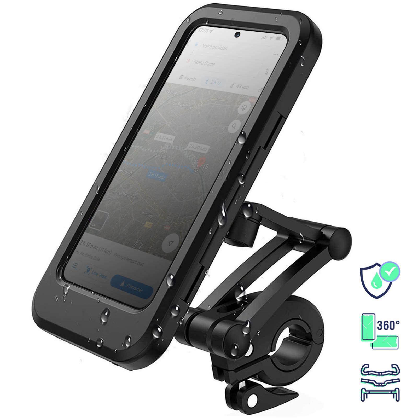 Supporto da telefono per bici e monopattino, waterproof con rotazione e ...