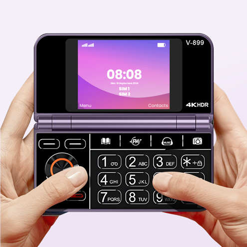 Téléphone Portable Pliable Violet V899 - Double écran, Clapet à touches ...