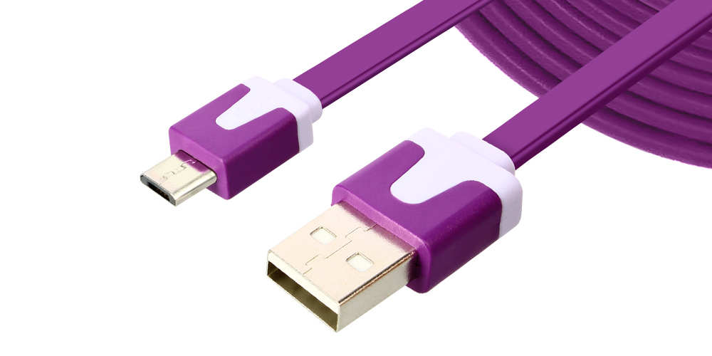 Câble USB vers Micro-USB Plat de 3M, Charge et Synchronisation - Violet ...
